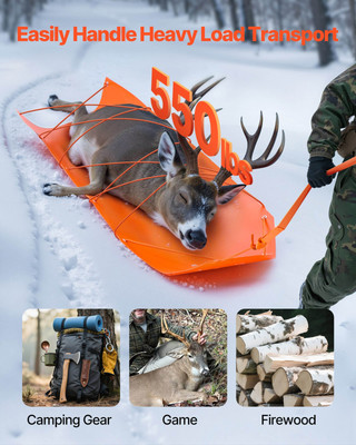 Deer Drag Sled 72.8 x 22.8 in 550lbs Multi Use PE Yard Utility Sled for ...