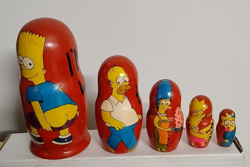Lot of 5 The Simpsons Wooden Nesting Dolls Hand-painted Bart SHOWS HIS ...