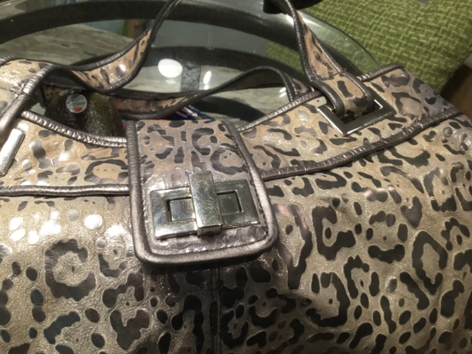 Kooba Metallic Leopard Print Large Handbag with matching wallet ...