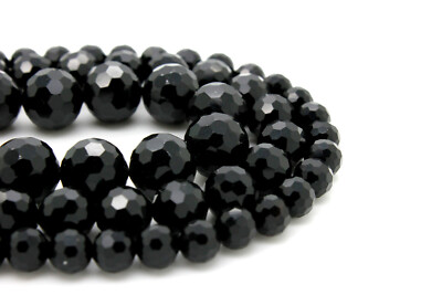 Onyx - Natural Faceted Black Onyx Round Ball Sphere Natural Gemstone ...
