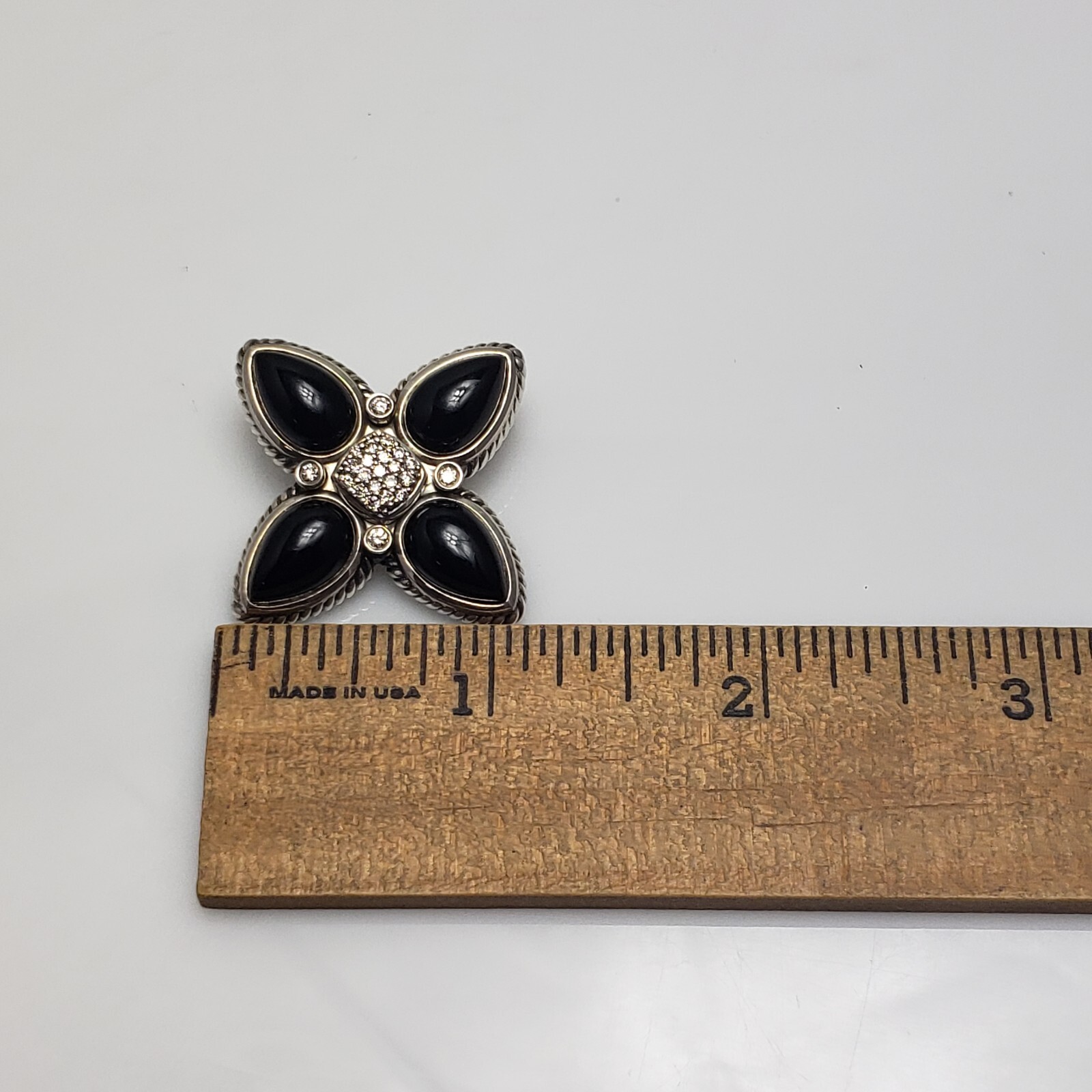 David Yurman Sterling Silver Black Onyx & Diamond Pen… - Gem