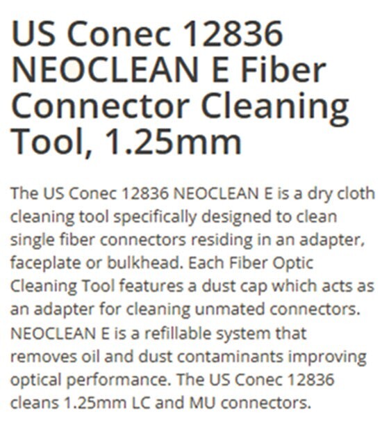 US Conec 12836 Neoclean E Fiber Connector Cleaning Tool 1.25mm | eBay