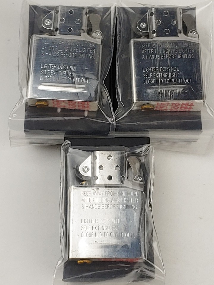 3pc Lot ZIPPO Chrome Plated REPLACEMENT Lighter Inserts, Gift Boxed ...