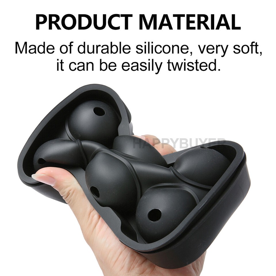 Large Ice Cube Tray Ball Maker Big Silicone Mold Sphere Whiskey Round ...