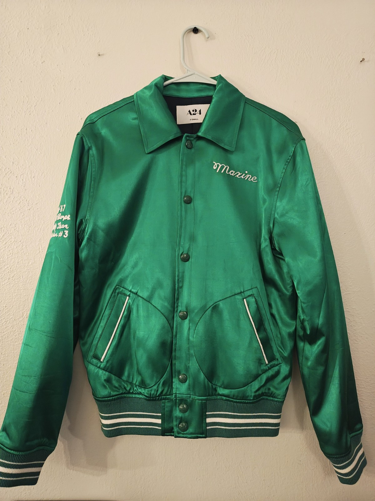 A24 Maxine Minx Varsity Jacket Green Size X-Small MaXXXine Mia Goth X ...