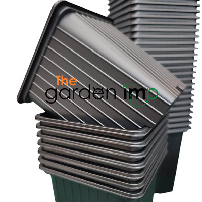50 Square Plant Pots Deep Plastic Black Seed Liner Starter 9cm Flower ...