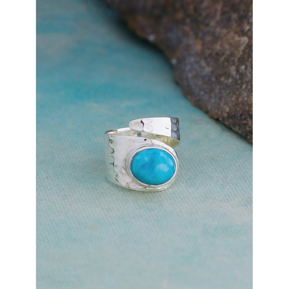 Adjustable Larimar Ring 925 Sterling Silver Designer Jewelry All Size MO** | eBay