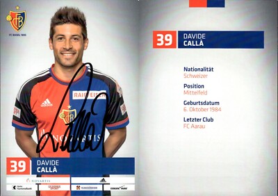 DAVIDE CALLA FC Basel Schweiz Autogramm Autogrammkarte AK Fussball ...