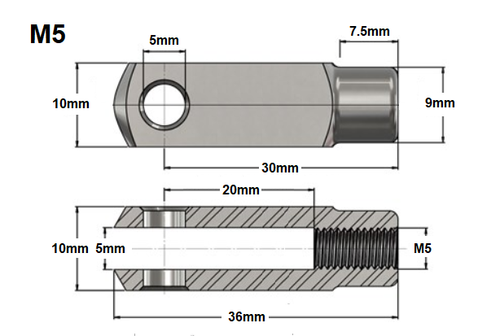 Clevis Fork Yoke Long Joint With Pin M4 M5 M6 M8 M10 RH BZP Steel x1 ...