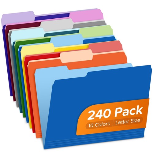 File Folders, 240 Packs Bulk Colored File Folders in 10 Colors, File ...