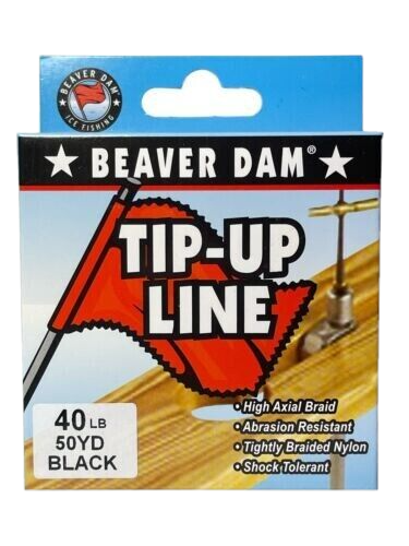 1 Beaver Dam Tip-Up Line High Axial Braid 40 LB X 50YD Black Fishing ...