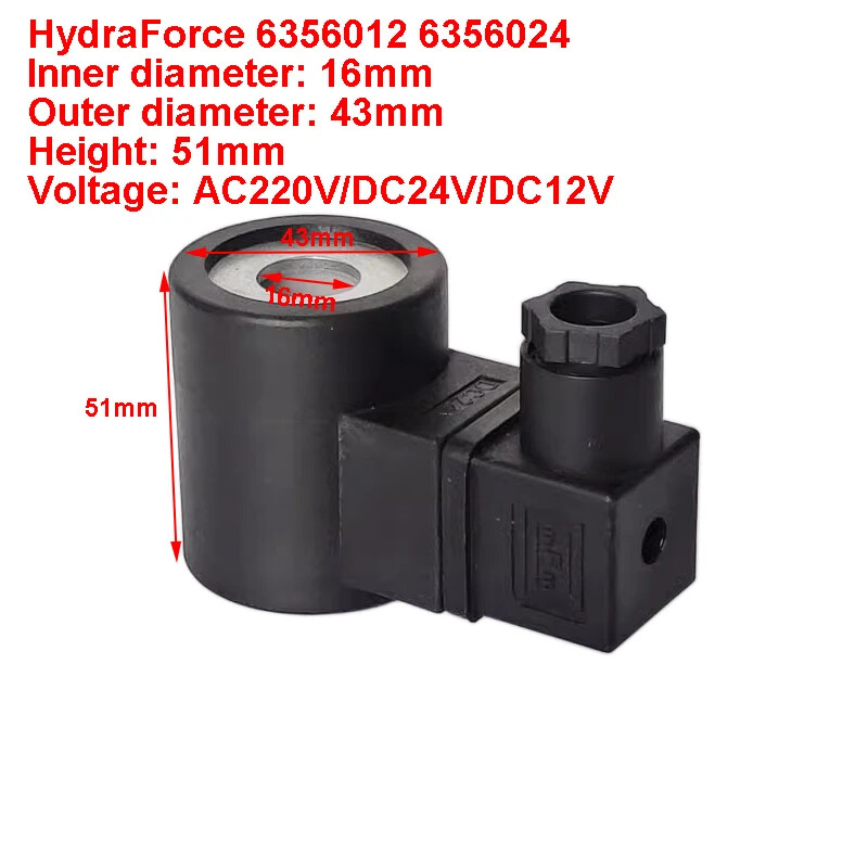 HydraForce Hydraulic Solenoid Valve Coil 6356012 6356024 Bore 16mm ...