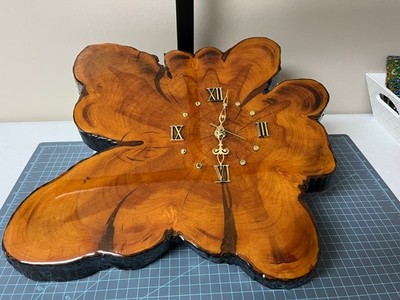 Large Mid Century Cypress tree stump live edge wood wall art clock ...