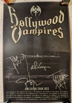 Hollywood Vampires 2023 Tour Signed Poster Johnny Depp Alice Cooper Joe ...