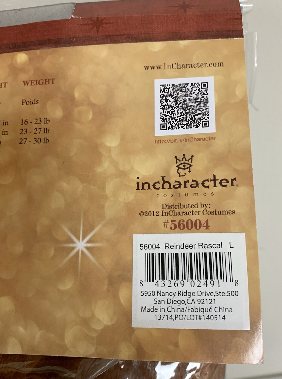 Incharacter Santa’s Reindeer Rascal Baby Toddler Costume Outfit 18 Mos ...