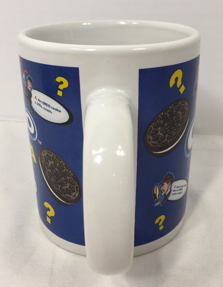 Oreo Collectable Coffee Mug Trivia Cup Nabisco Cookies Blue White ...
