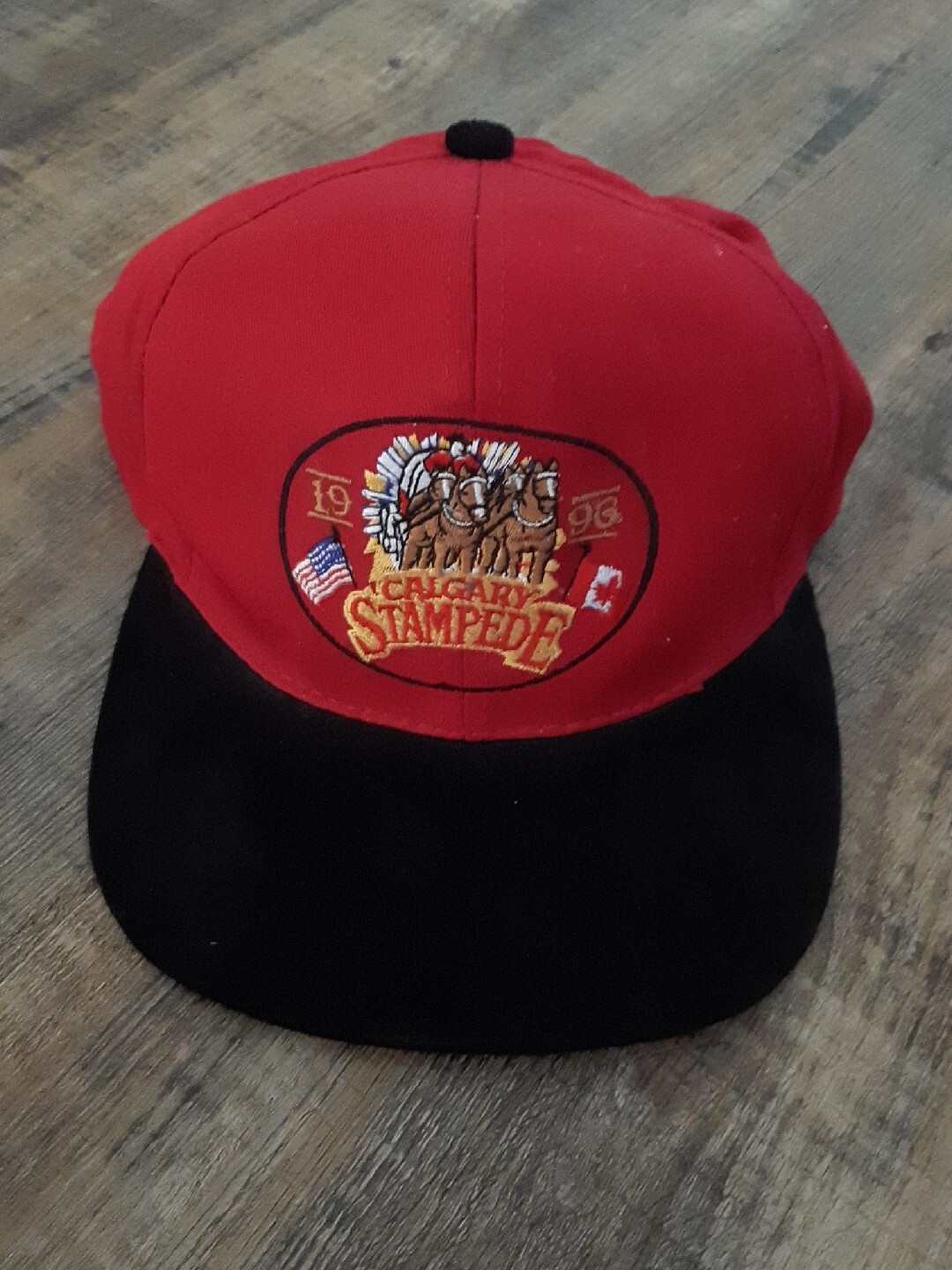 1996 Vintage Calgary Stampede Canada Rodeo Adjustable Hat Cap Red Black ...