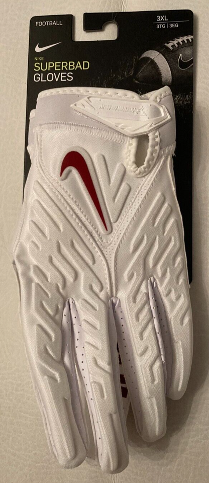 NIKE SUPERBAD FOOTBALL GLOVES ARKANSAS RAZORBACKS WHITE DX4892-135 SIZE ...