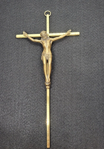 Vintage Brass Cross Wall Hanging Crucifixion Jesus INRI Christian ...