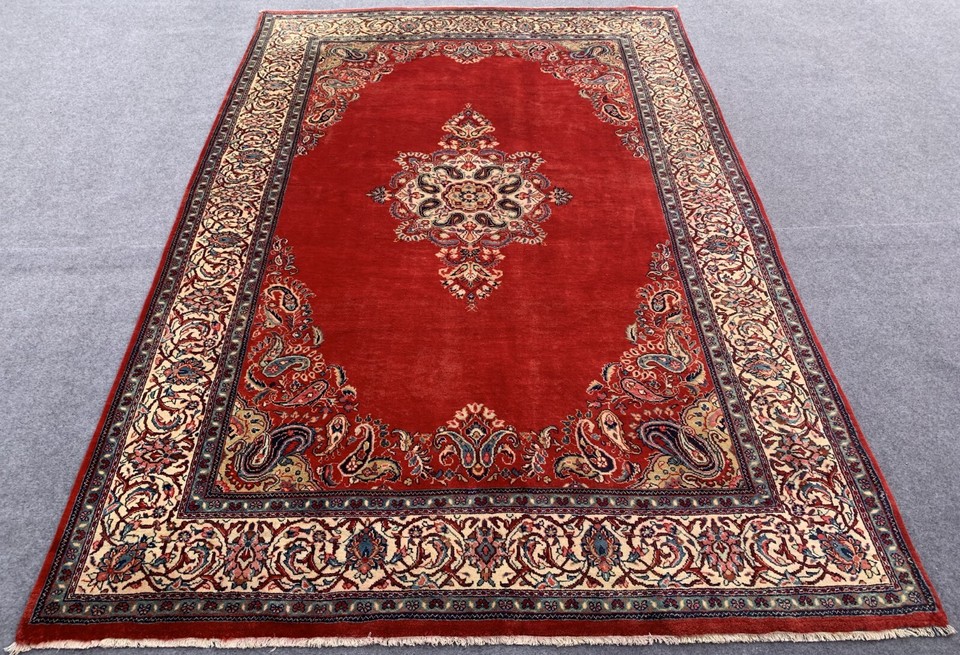 Amazing Hand Knotted Vintage Tribal Tabreez Wool Area Rug 10.5 x 7.1 Ft ...