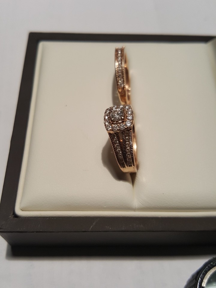 Diamond Wedding Set Ring in 14k Yellow Gold - Jeffrey Levin hallmark | eBay