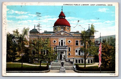 Postcard East Liverpool OH Carnegie Public Library 1930 | eBay