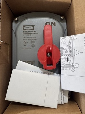 Hubbell HBLDS30 30A 600V Enclosed Disconnect Switch ON/OFF Lever New | eBay