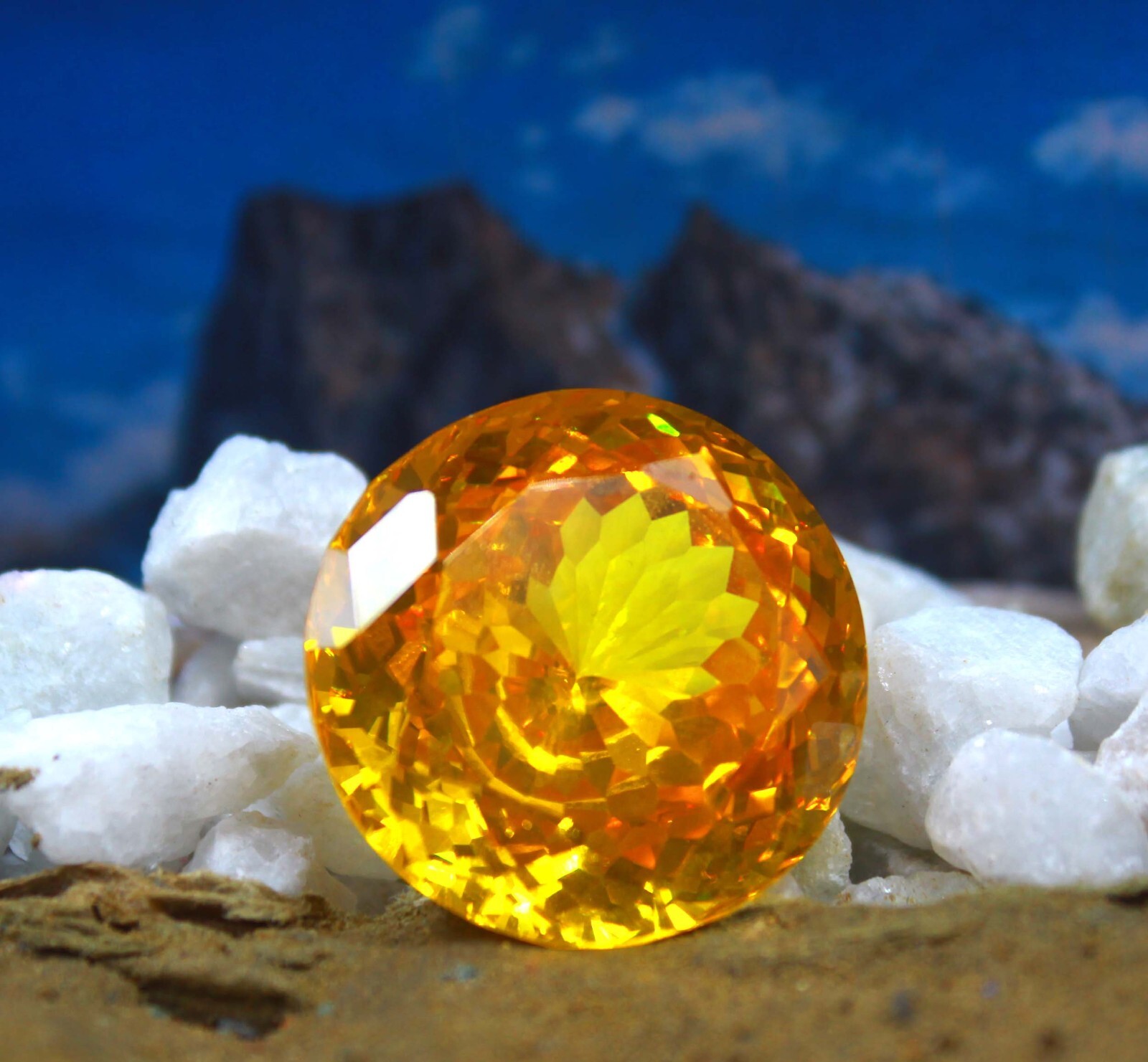 Finest Quality Round Shape 80.50 Carat Certified 24mm Yellow Spinel ...