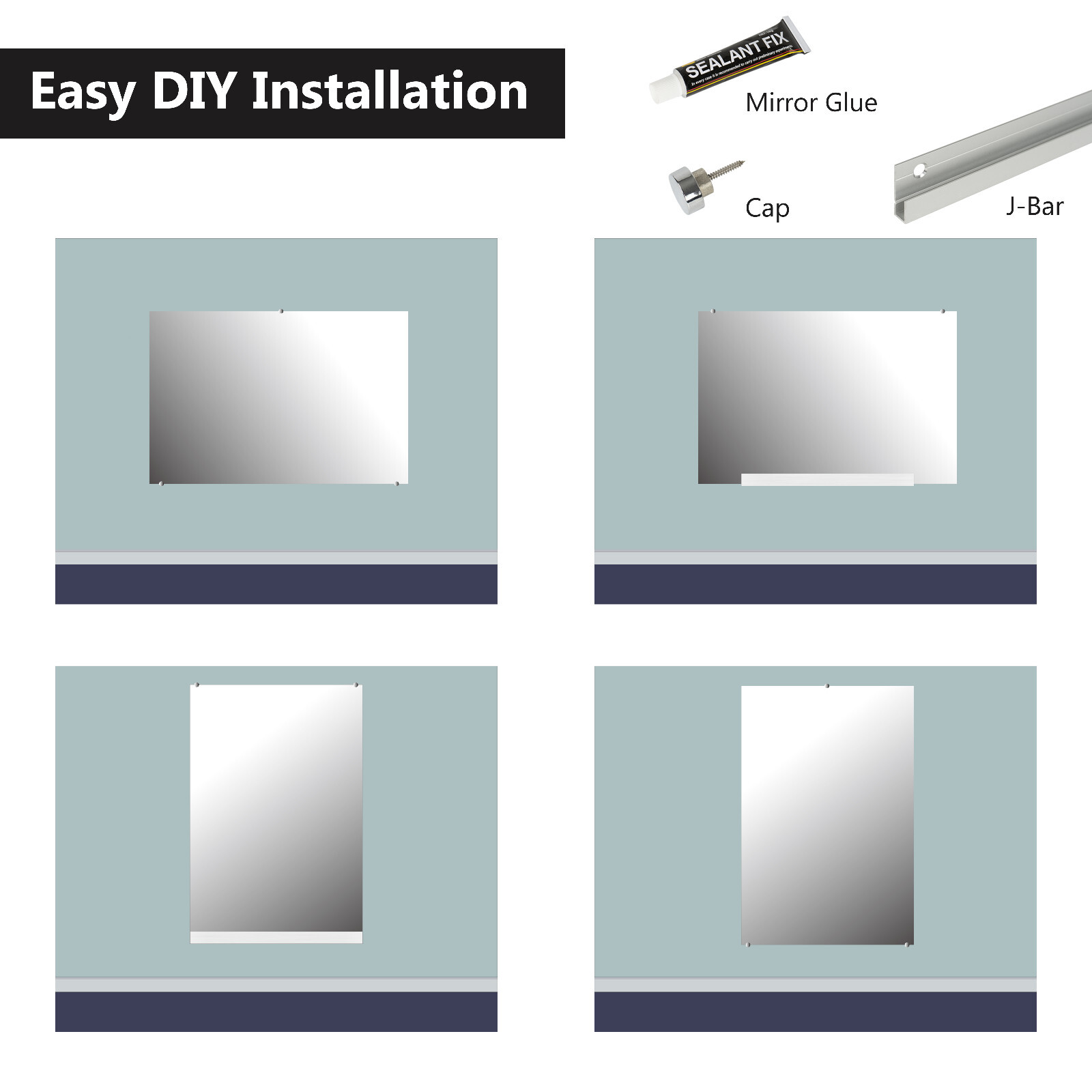 HA Gym Mirror Wall Mounted Kit with Safety Backing for Dance and ...