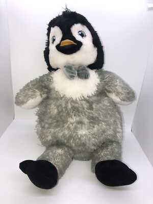Build A Bear 17" Gray Penquin Bow Tie Lights Up Plush Happy Feet Mumble ...