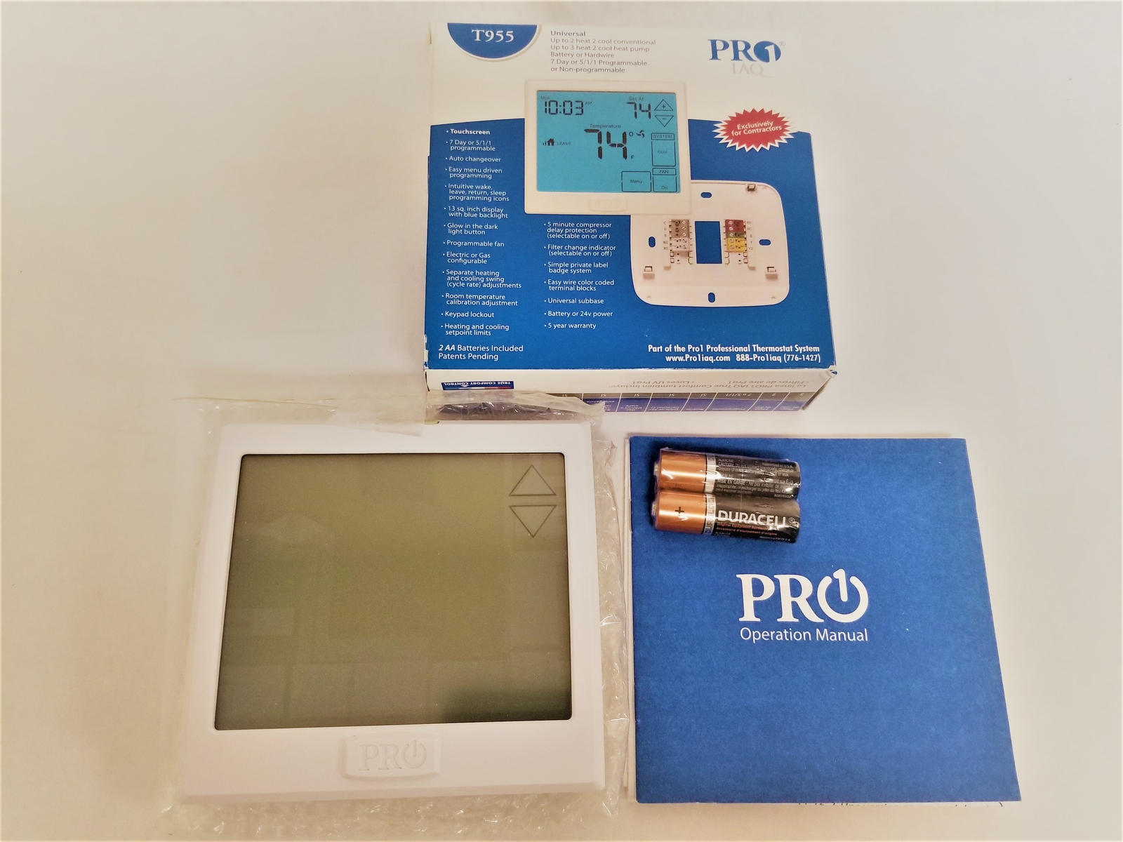 Pro1 IAQ T755S 7-Day Programmable Touchscreen Thermostat - White for ...