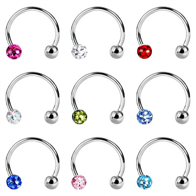 HORSE SHOE PIERCING FERIDO BALL TRAGUS CRYSTAL HELIX LIP LABRET EAR ...