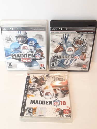 Lot of 3 PS3 Games MADDEN NFL COLLECTION Madden 25 /Madden 13/Madden 10 ...