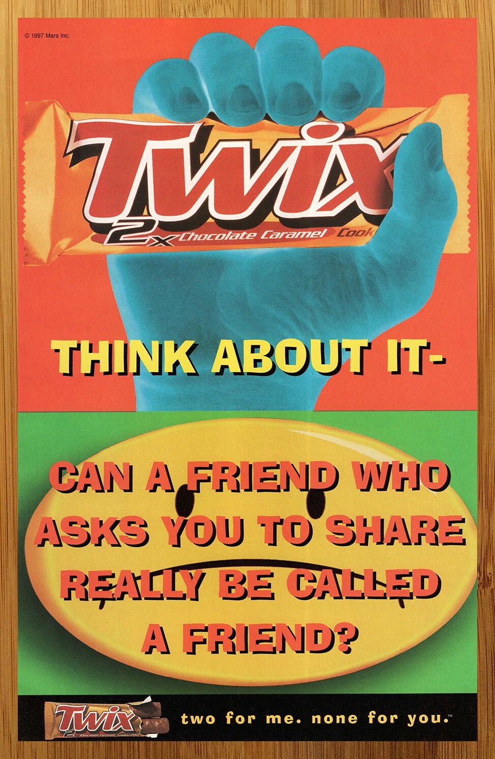 1997 Twix Candy Bar Vintage Print Ad/Poster Funny Retro Food Snack Pop ...