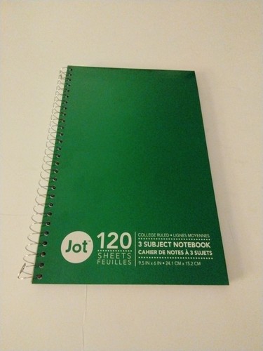 Jot Notebook 3 Subjects 9.5 Inch × 6 Inch 120 Sheets | eBay