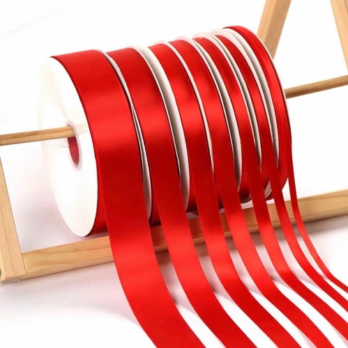 91m/100yd Red Satin Polyester Ribbons Christmas Wedding Favor Box Gift ...