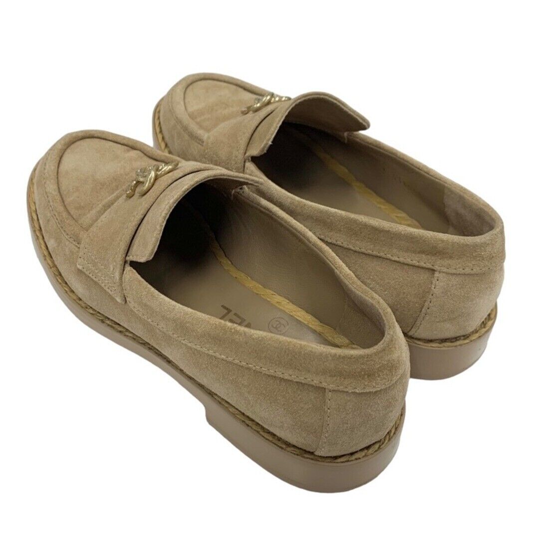 CHANEL Loafers Flat Shoes Shoes Shoes Coco Mark Suede Beige CHANEL Loafers Flat Shoes Shoes Shoes Coco Mark Suede Beige