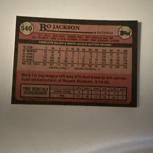 1989 Topps #540 Bo Jackson Kansas City Royals | eBay