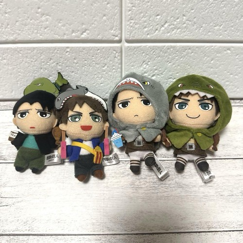 Attack on Titan USJ Mascot Plush Set Levi Eren Black Fur Character Toys ...
