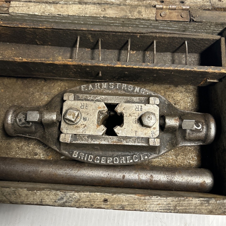 18 Pc. Antique F. Armstrong Pipe Threader Die Set Bridgeport CT USA ...