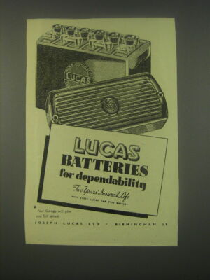 1949 Lucas Batteries Ad - Lucas batteries for dependability | eBay