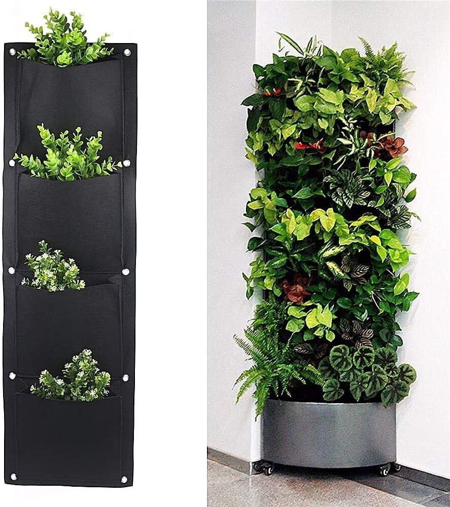 Living Wall Decor Self-Watering Wall Planter – 4 Pots, Indoor/Outdoor ...