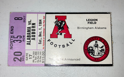 Alabama Football Vs Auburn game Day ticket Stub. 1984. | eBay