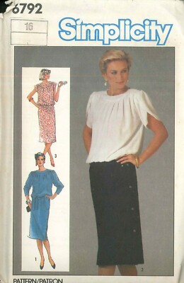 Vintage Misses' Blouson Dress Pattern Size 16 Simplicity 6792 Uncut ...