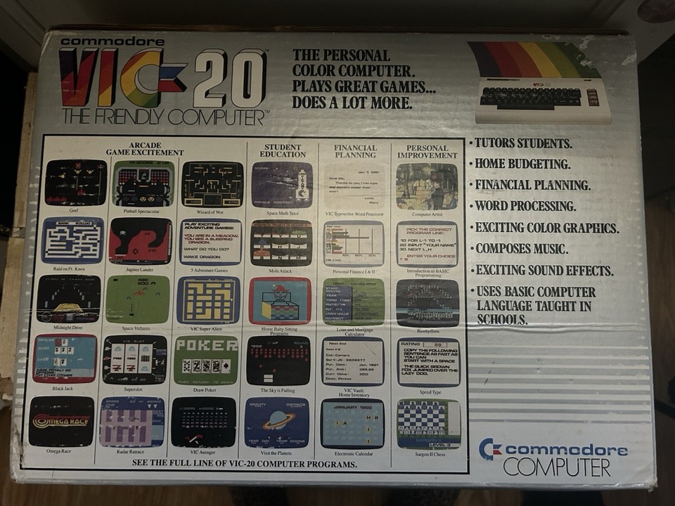 Vintage Commodore VIC-20 The Friendly Home Computer w Cables in ...