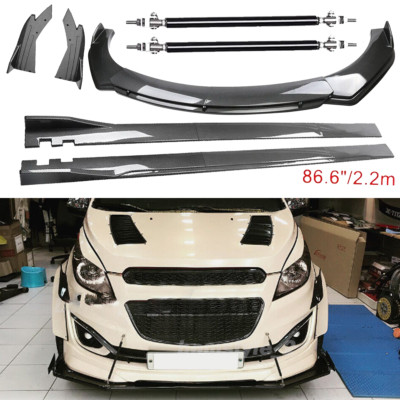 For Chevrolet Spark Carbon Fiber Front Bumper Lip Spoiler 86.6" Side ...