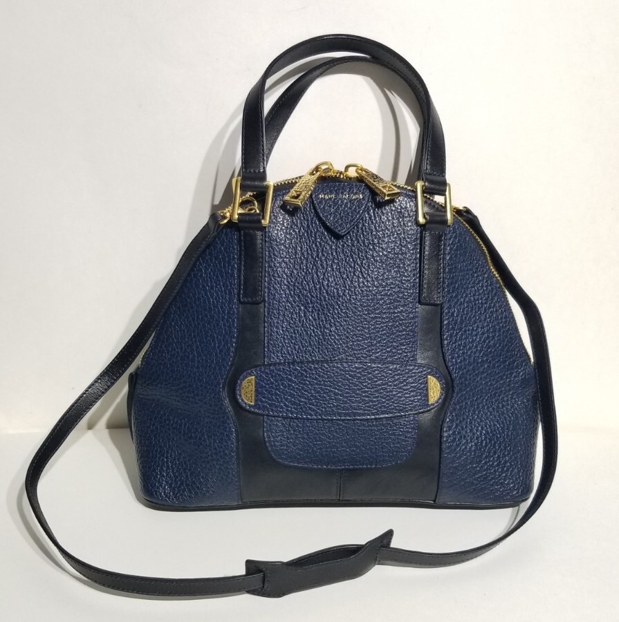 Marc Jacobs Sutton Dome Two Tone Blue / Black Leather Satchel $1195 ...