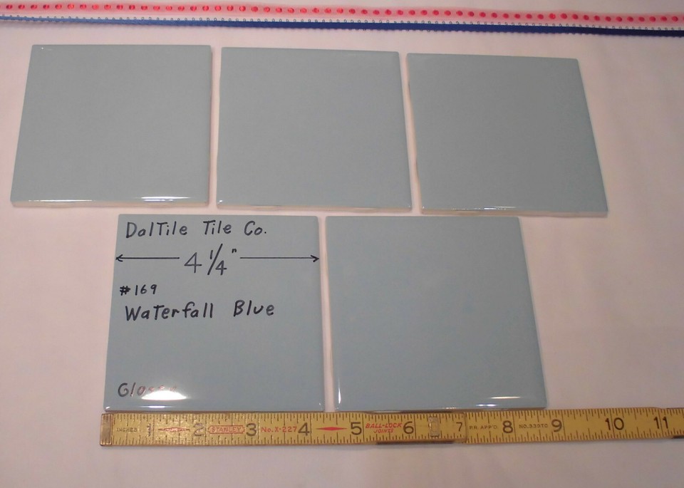 5 pcs. Waterfall Blue: 4-1/4" Glossy Ceramic Tile by Daltile, Light ...