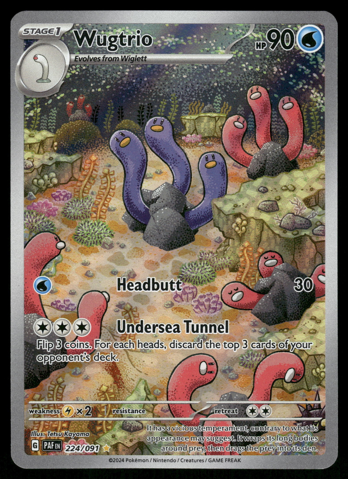 Wugtrio Illustration Rare 224/091 SV: Paldean Fates Pokemon Card | eBay
