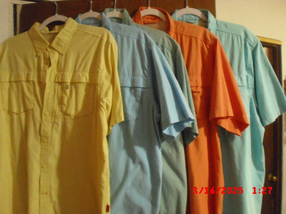 5 Coleman Casual Vented Mens Blue Aqua Green Orange Yellow Fishing Shirts XL EUC | eBay